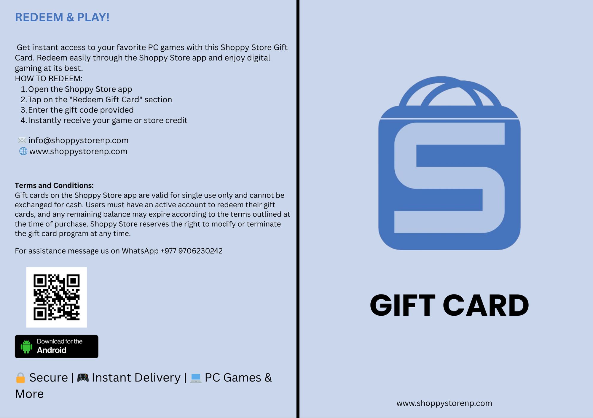 Redeem GIFT CARD - Shoppy Store